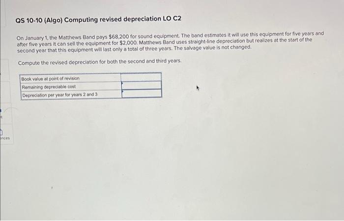 Solved QS 10-10 (Algo) Computing revised depreciation LO C2 | Chegg.com