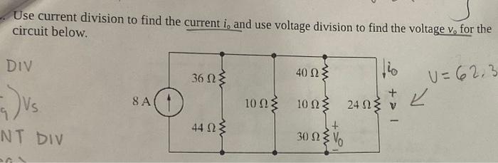 Solved Use current division to find the current i, and use | Chegg.com