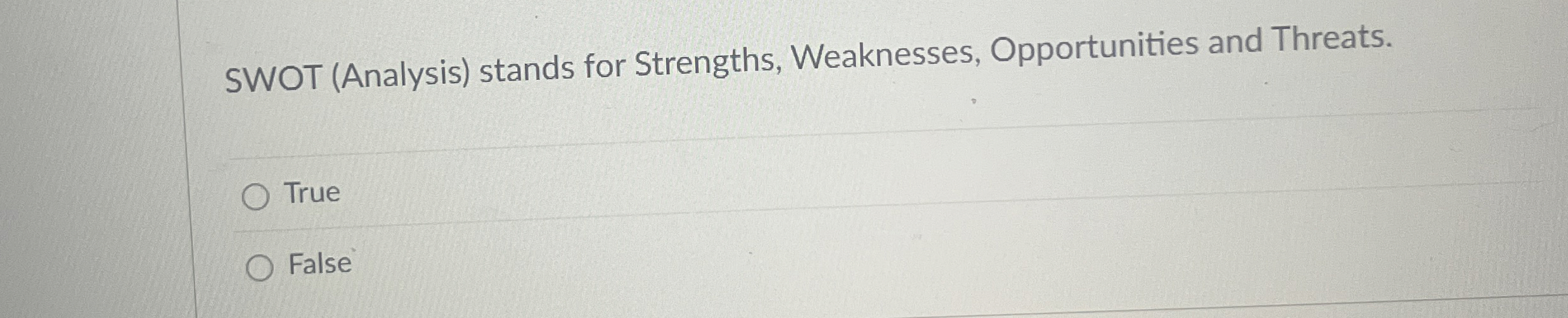 Solved SWOT (Analysis) ﻿stands for Strengths, Weaknesses, | Chegg.com