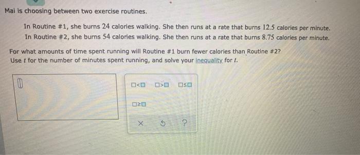 Solved Mal is choosing between two exercise routines. In | Chegg.com