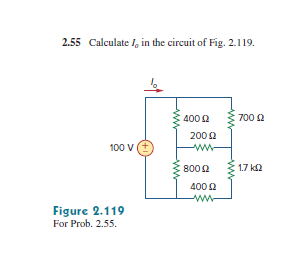 2.55 ﻿Calculate IO ﻿in the circuit of Fig. | Chegg.com