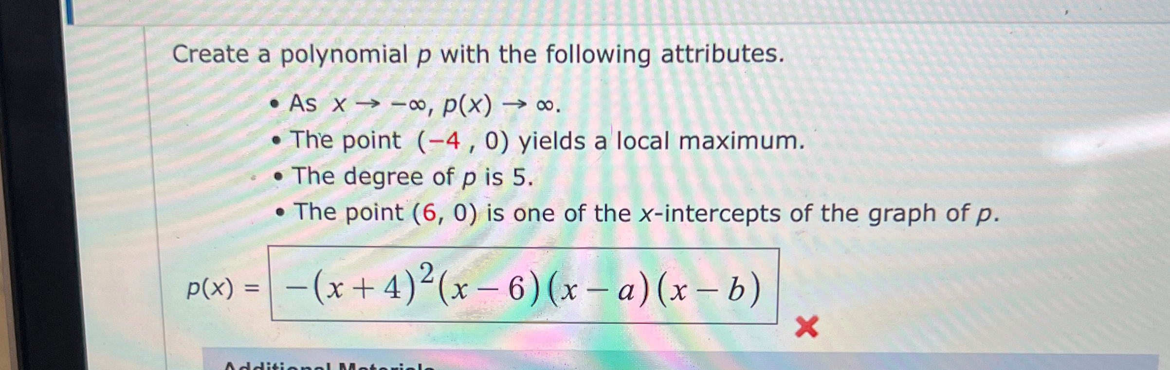 Solved Create a polynomial p ﻿with the following | Chegg.com