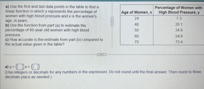 Solved a) Use the first and last data points in the table to | Chegg.com