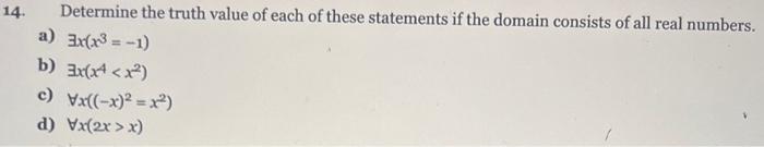 Solved 14. Determine the truth value of each of these | Chegg.com