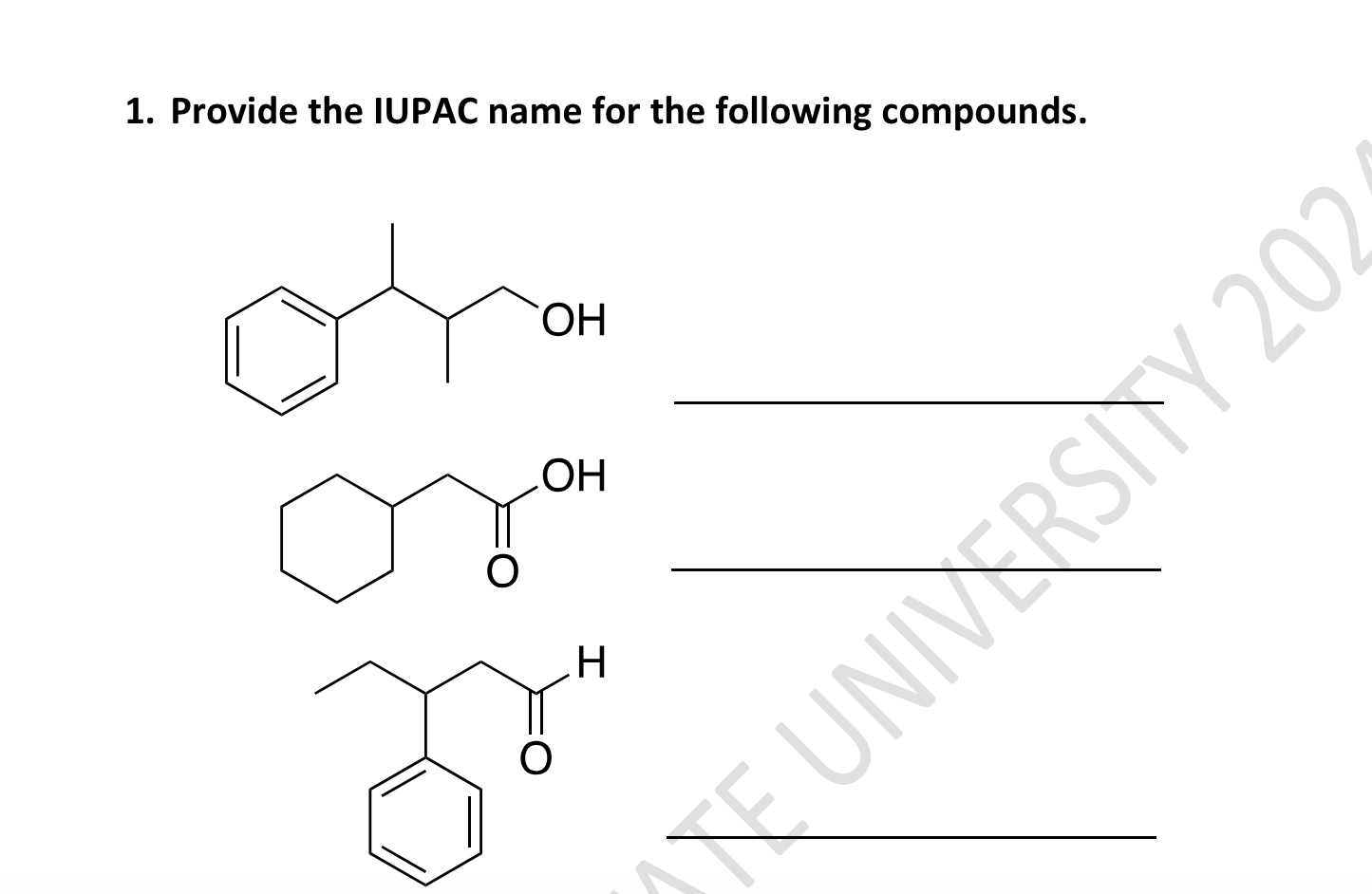Solved Provide the IUPAC name for the following compounds. | Chegg.com