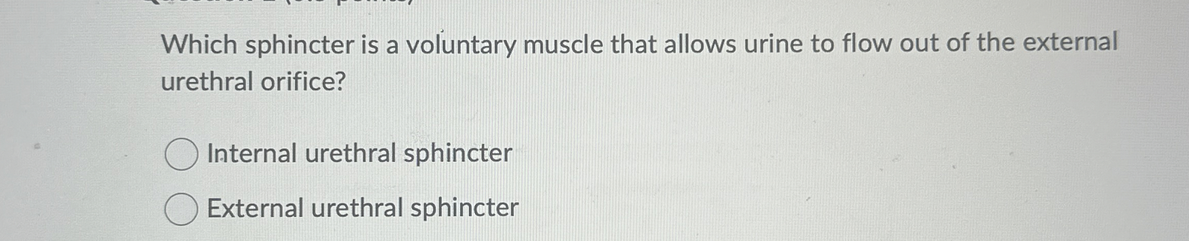 Solved Which sphincter is a voluntary muscle that allows | Chegg.com