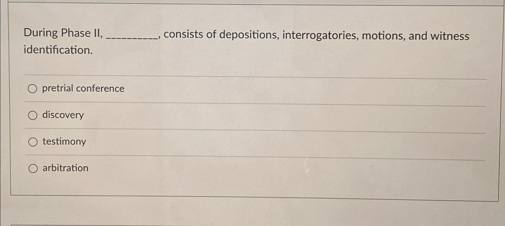 Solved During Phase II, ﻿consists of depositions, | Chegg.com