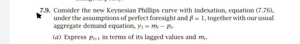 Solved 7.9. Consider the new Keynesian Phillips curve with | Chegg.com