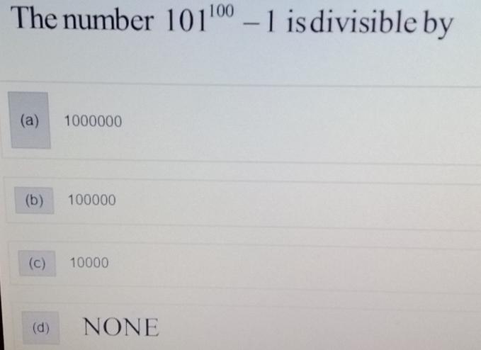 Solved The number 101100-1 ﻿is divisible | Chegg.com