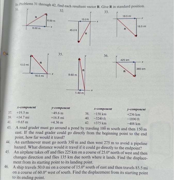 Solved In Problems 31 through 42, find each resultant vector | Chegg.com