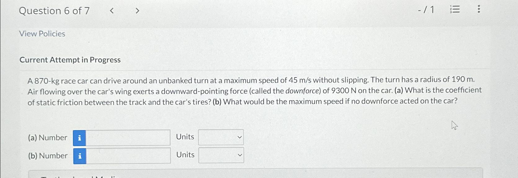 Solved Question 6 ﻿of 7-1View PoliciesCurrent Attempt in | Chegg.com
