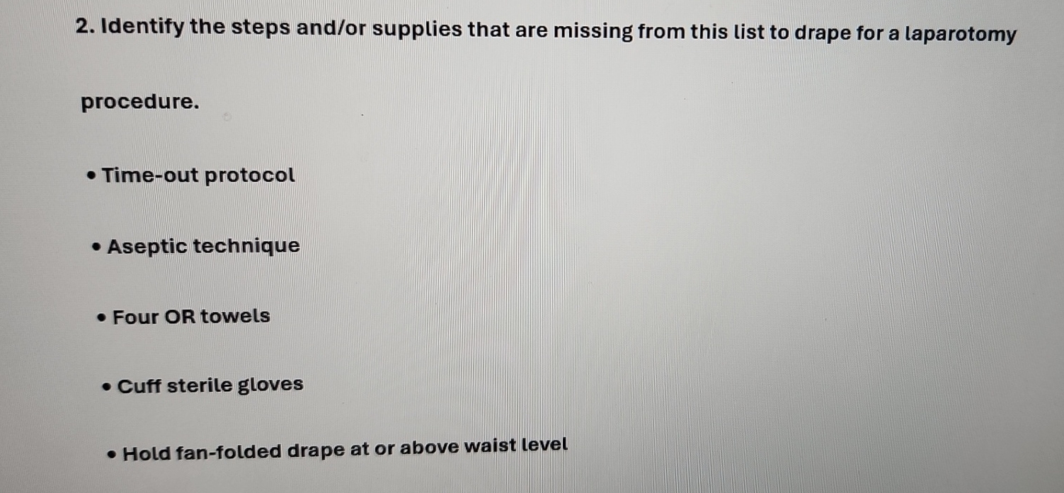 Solved Identify the steps and/or supplies that are missing | Chegg.com
