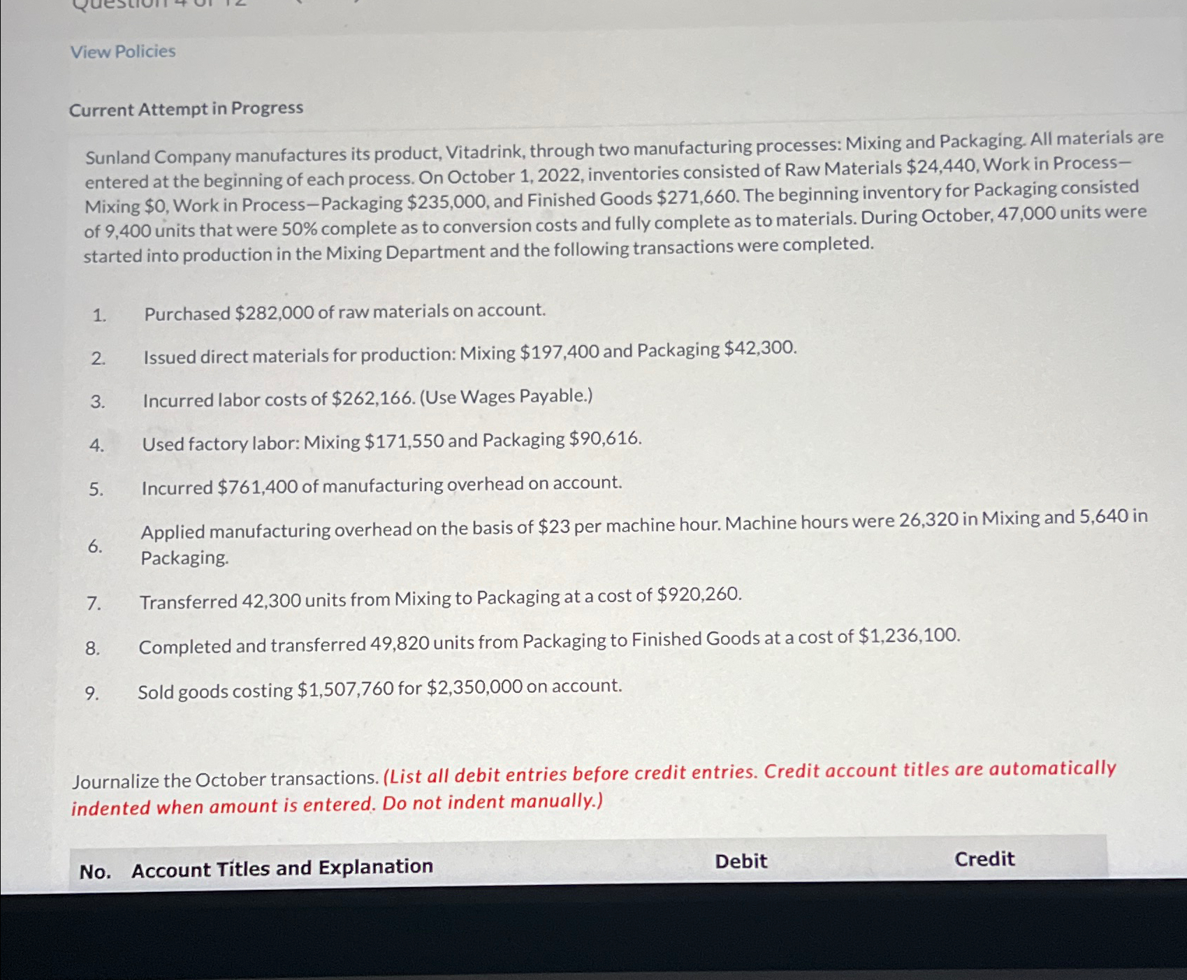 Solved View PoliciesCurrent Attempt in ProgressSunland | Chegg.com