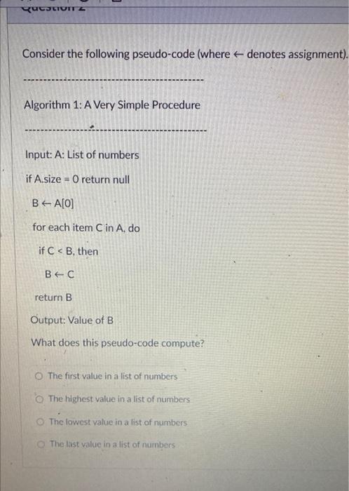 Solved UCJLTUITE Consider the following pseudo-code (where + | Chegg.com