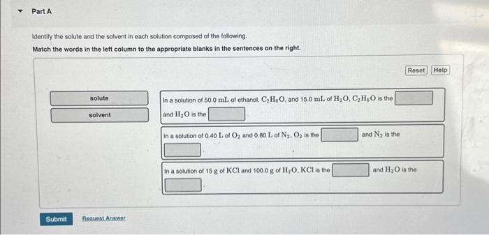 Solved Identify the solute and the solvent in each solution | Chegg.com