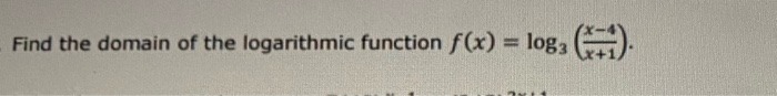 Solved Find the domain of the logarithmic function f(x) = | Chegg.com