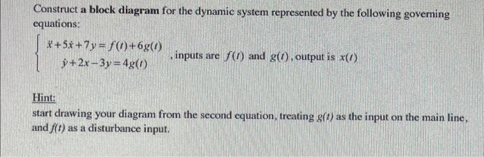 Solved Construct a block diagram for the dynamic system | Chegg.com