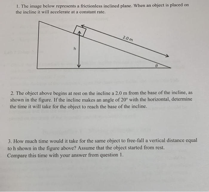 Solved 1. The image below represents a frictionless inclined | Chegg.com