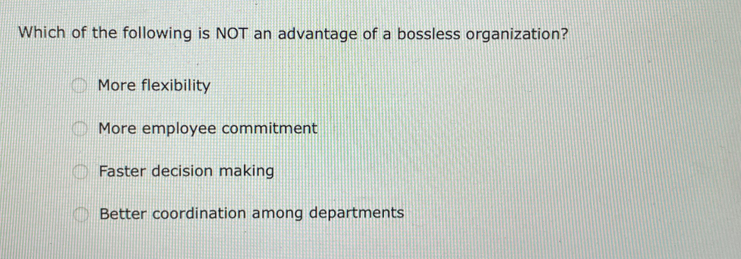 Solved Which of the following is NOT an advantage of a | Chegg.com