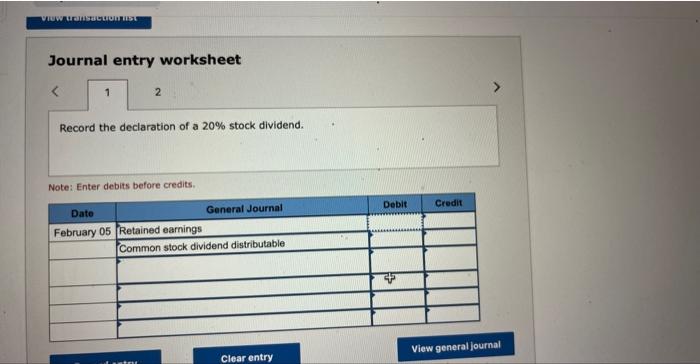 Journal entry worksheet Record the declaration of a | Chegg.com