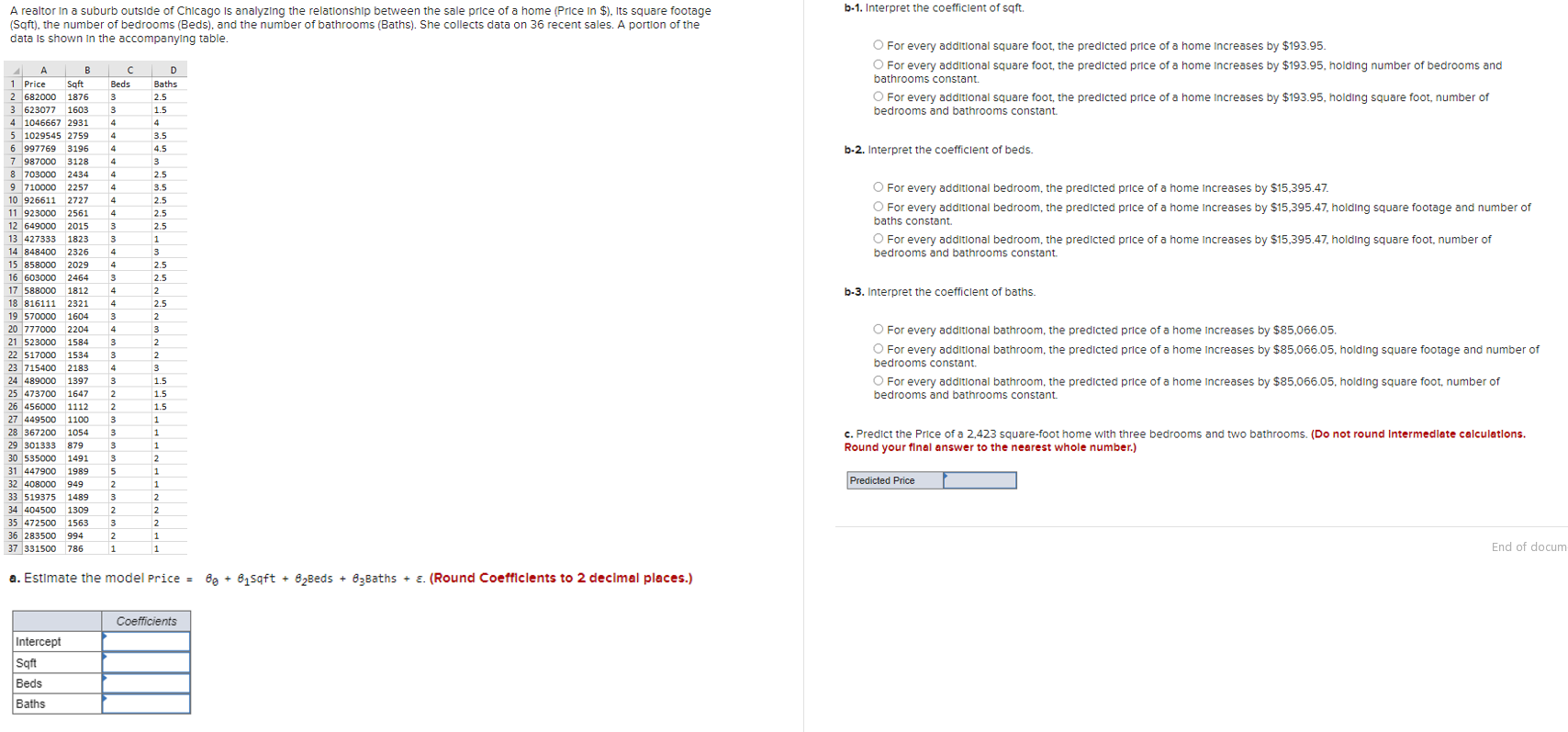 Solved A realtor in a suburb outside of Chicago is analyzing | Chegg.com