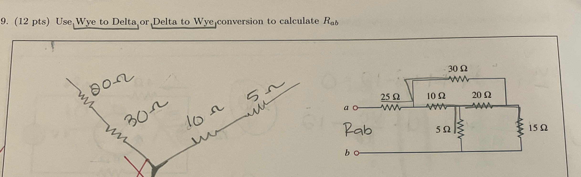 (12 ﻿pts) ﻿Use Wye to Delta, or Delta to Wye, | Chegg.com