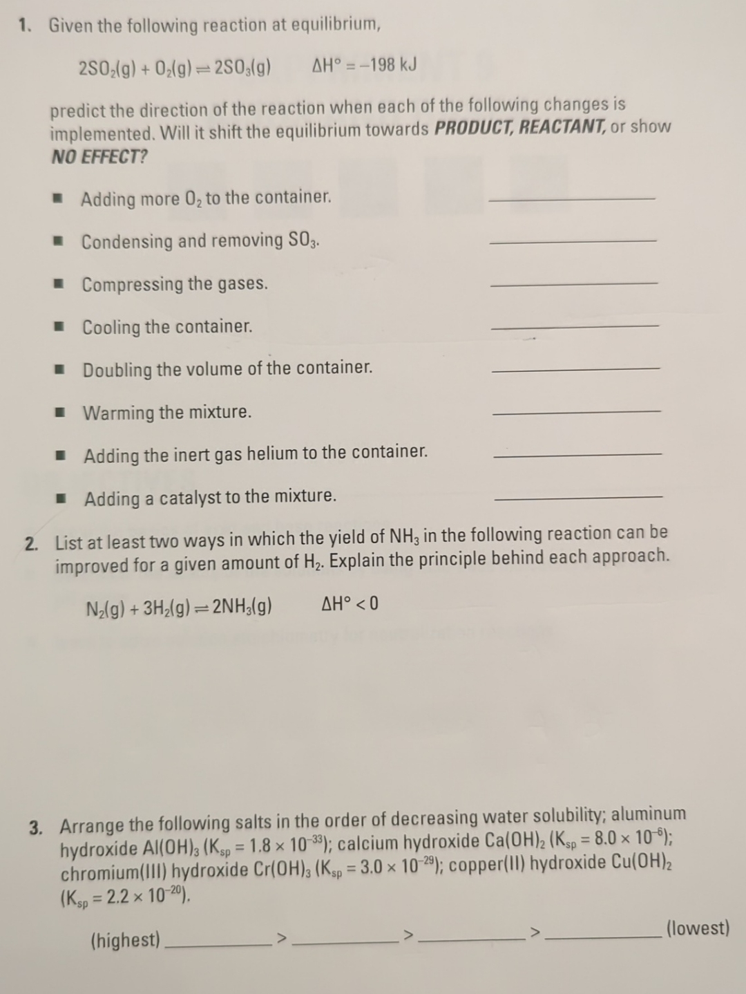 Solved Given the following reaction at | Chegg.com