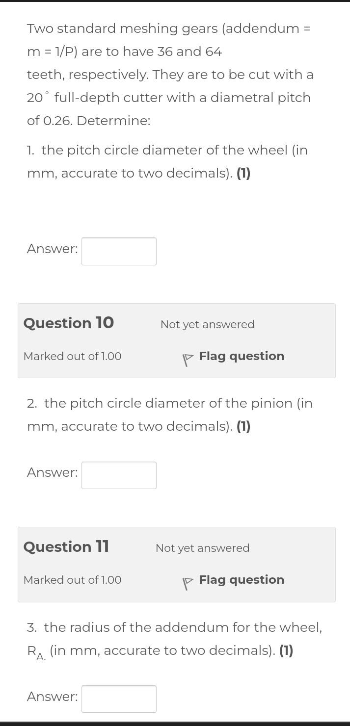 Solved Two standard meshing gears (addendum = m=1/P) are to | Chegg.com
