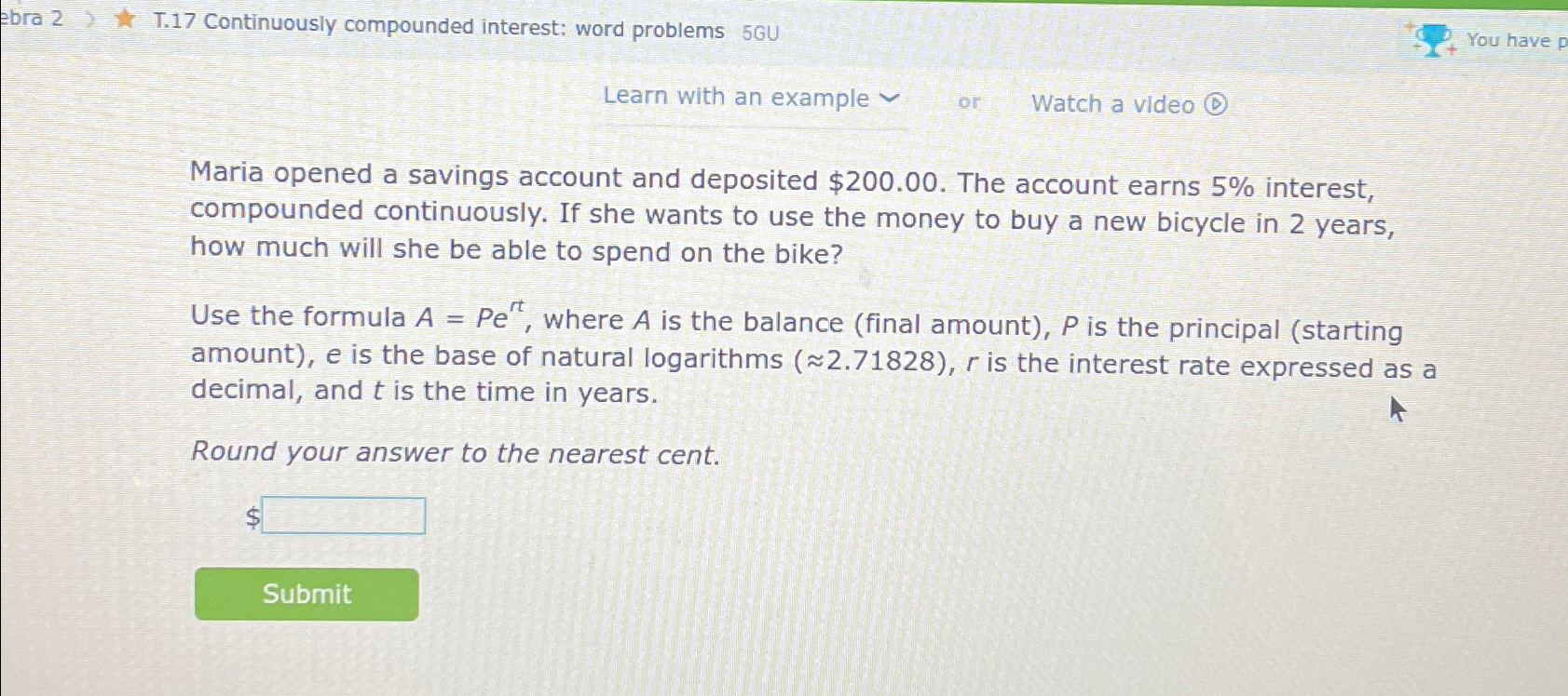 Solved T. 17 ﻿Continuously compounded interest: word | Chegg.com