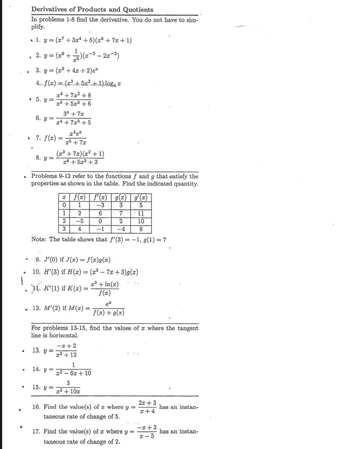 Solved Derivatives of Products and QuotientsIn problems 1-8 | Chegg.com