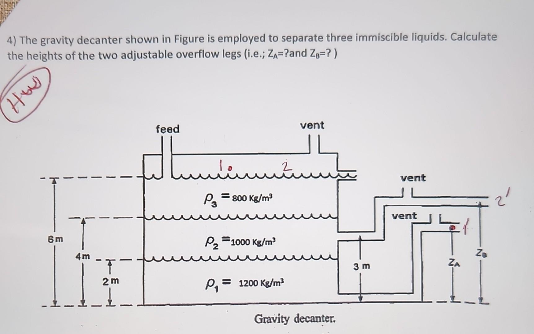 Solved 4) The gravity decanter shown in Figure is employed | Chegg.com