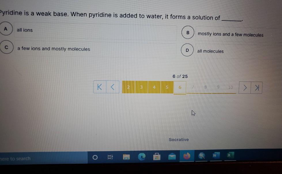 Solved Pyridine is a weak base. When pyridine is added to | Chegg.com