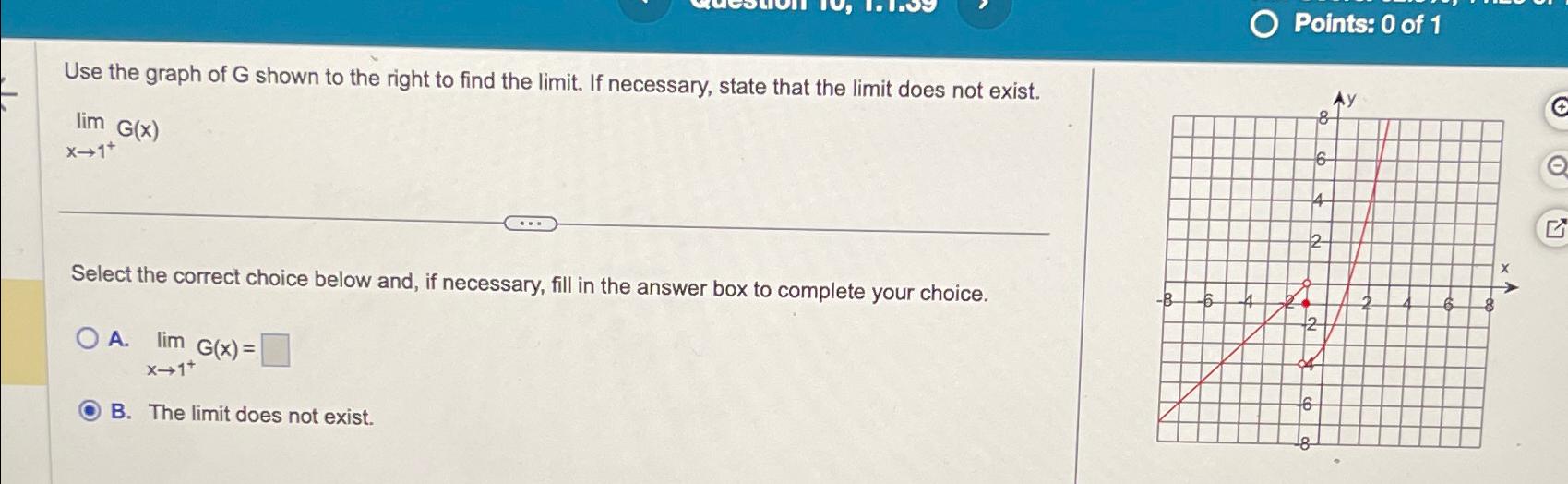 Solved Points: 0 ﻿of 1Use the graph of G ﻿shown to the right | Chegg.com