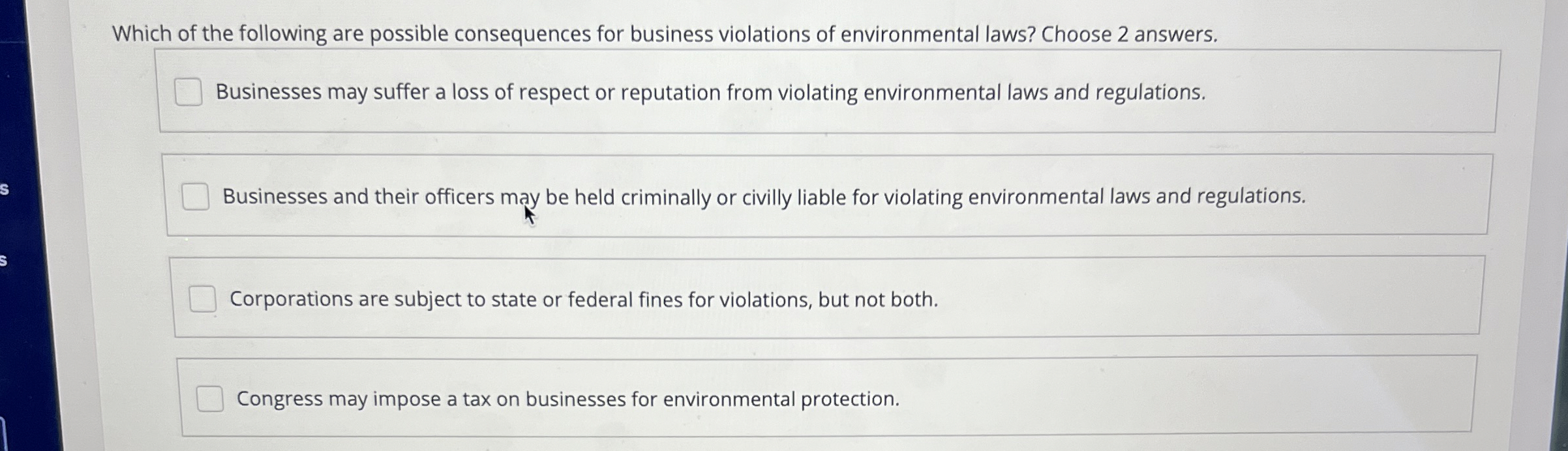 Solved Which of the following are possible consequences for | Chegg.com