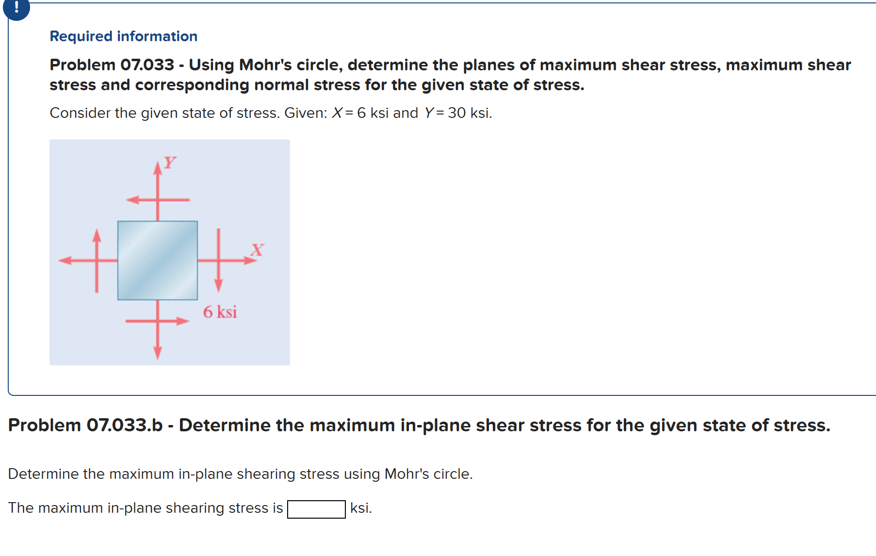 Solved Required informationProblem 07.033 - ﻿Using Mohr's | Chegg.com