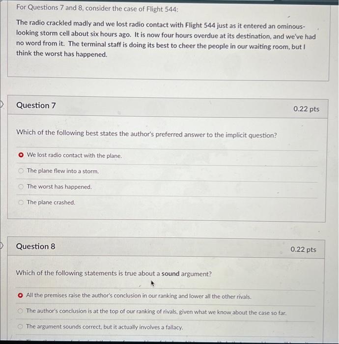 Solved For Questions 7 and 8. consider the case of Flight | Chegg.com