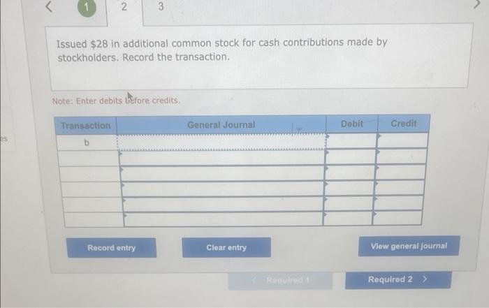 Solved Issued $28 in additional common stock for cash | Chegg.com