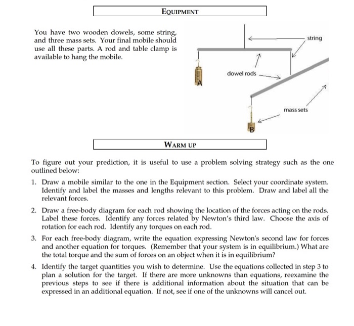 Solved EQUIPMENT string You have two wooden dowels, some | Chegg.com