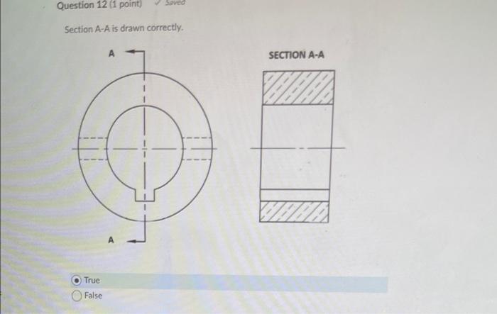 Solved Saved Question 12 (1 point) Section A-A is drawn | Chegg.com