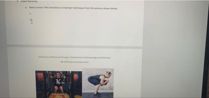 Solved 2. Lower Extremity .. Nume at TWO deviation or | Chegg.com