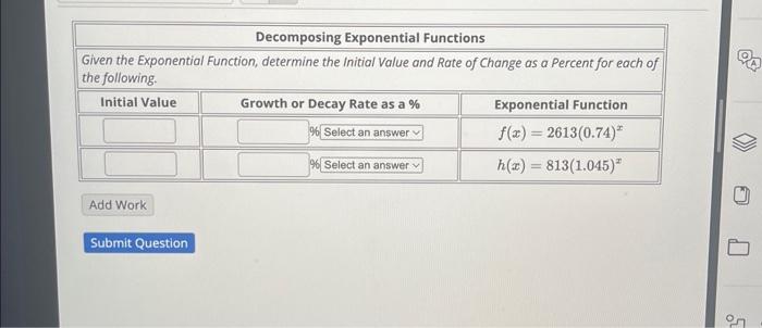 Solved Decomposing Exponential Functions Given the | Chegg.com