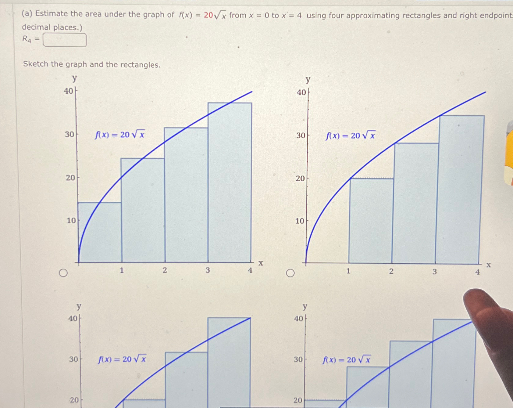 Solved (a) ﻿Estimate the area under the graph of f(x)=20x2 | Chegg.com