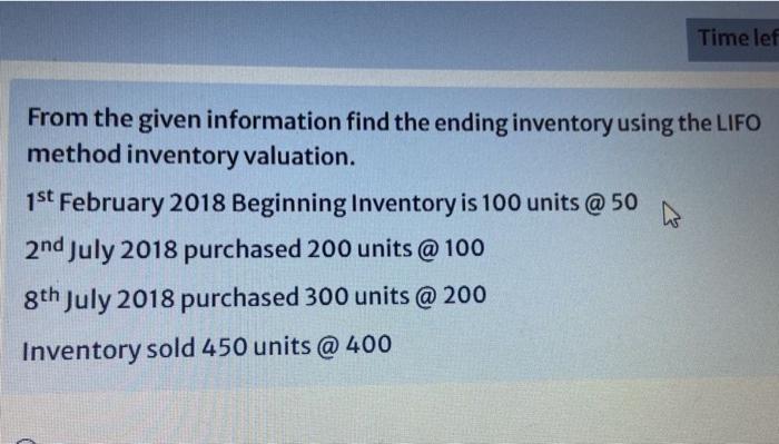 Solved From the given information find the ending inventory | Chegg.com