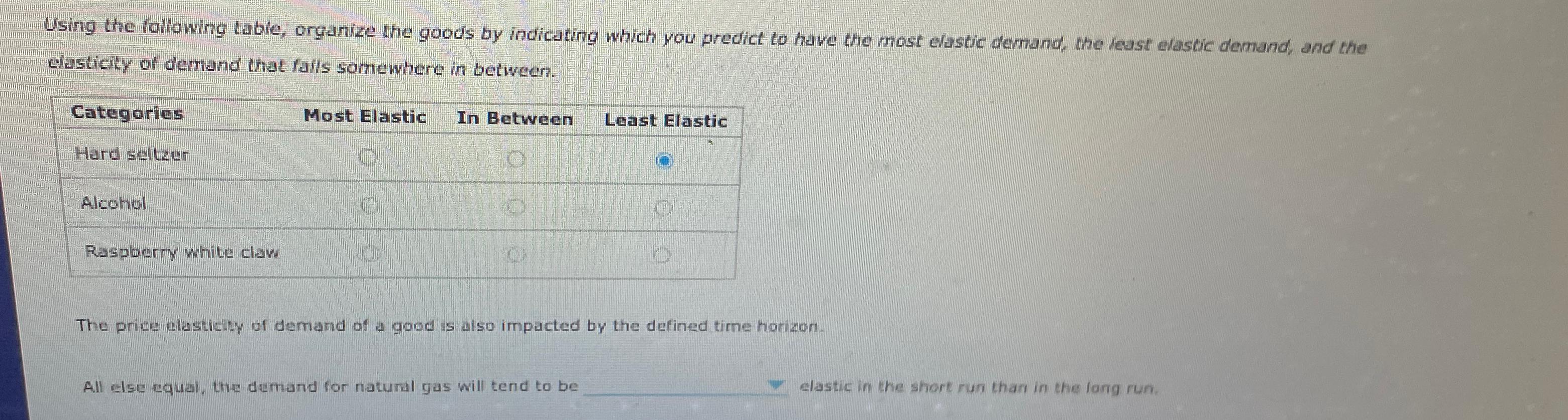 Solved Using the following table, arganize the goods by | Chegg.com