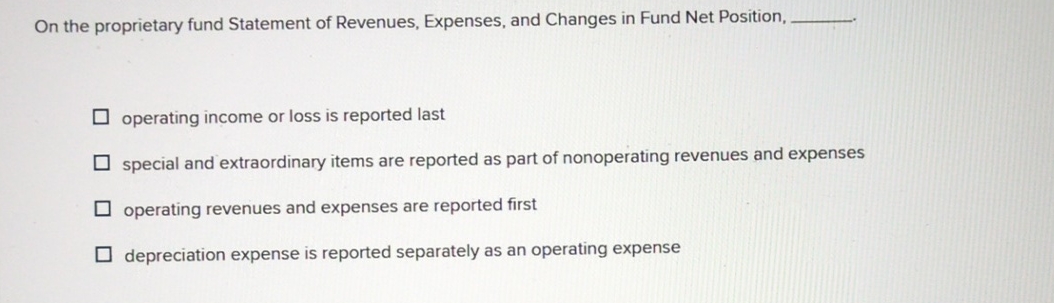Solved On the proprietary fund Statement of Revenues, | Chegg.com