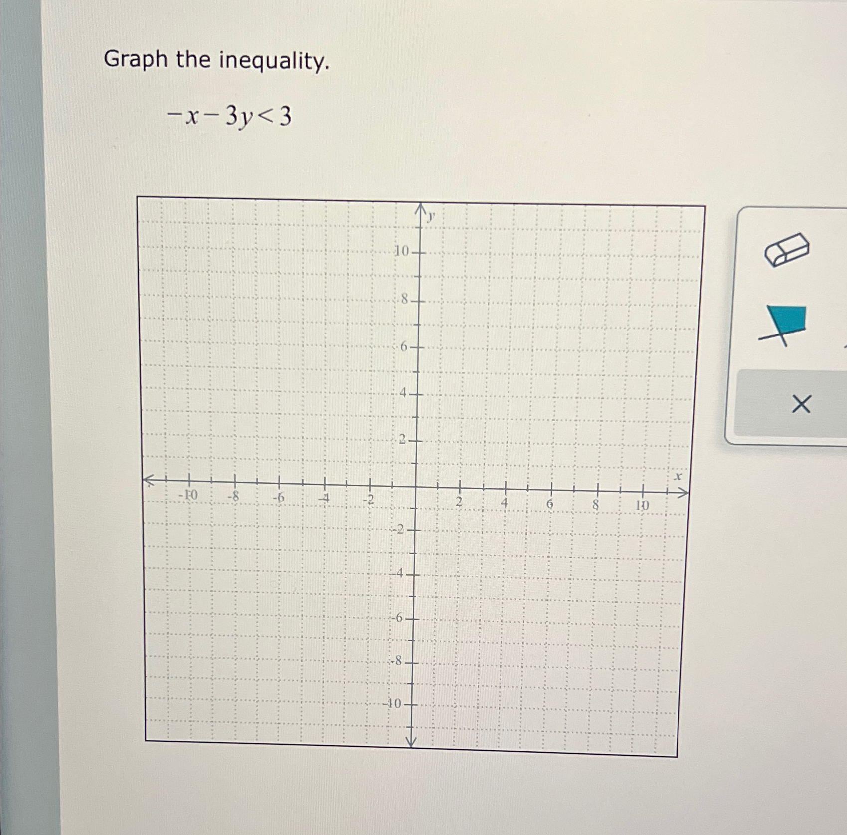 Solved Graph the inequality.-x-3y