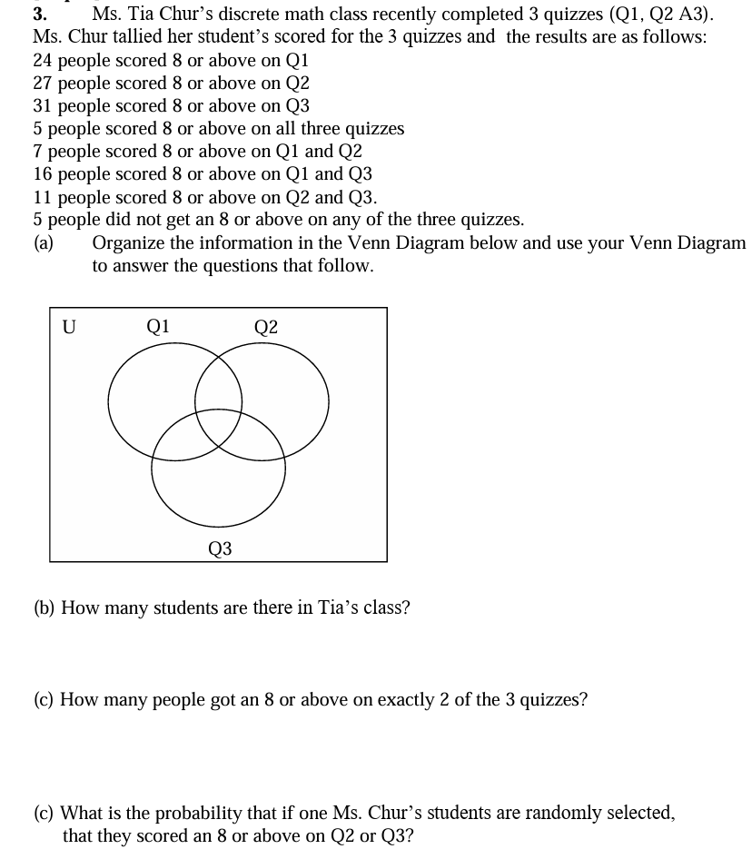 Solved Ms. ﻿Tia Chur's discrete math class recently | Chegg.com