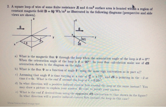 Solved 2 A Square Loop Of Wire Of Some Finite Resistance