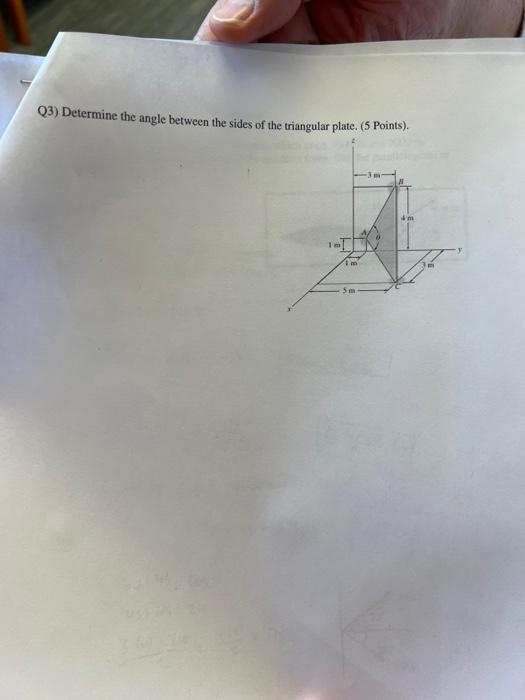 Solved Q3) Determine the angle between the sides of the | Chegg.com