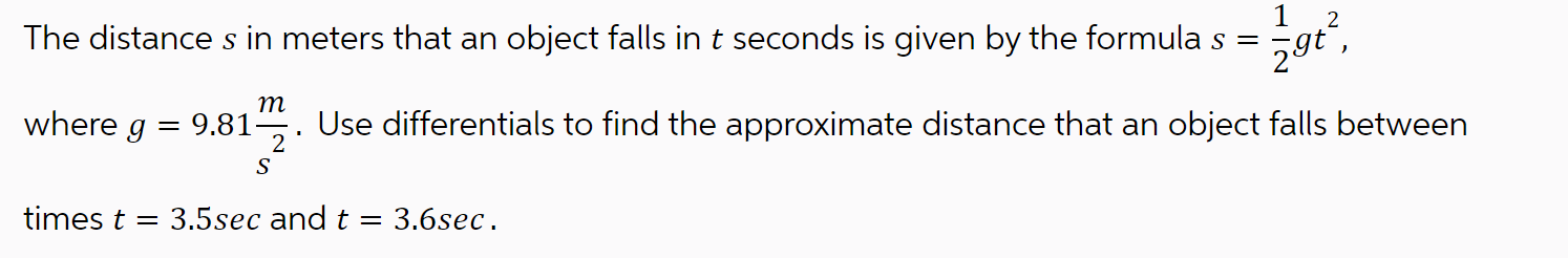 Solved The distance s ﻿in meters that an object falls in t | Chegg.com